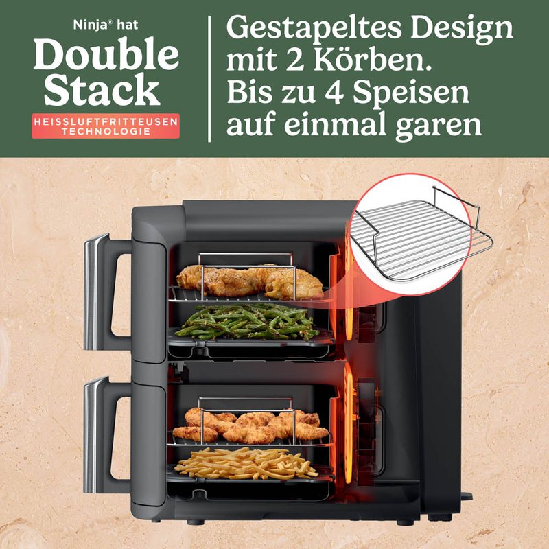 NINJA® Double Stack XL SL400EU Heißluftfritteuse >> büroshop24 NINJA® Double Stack XL SL400EU Heißluftfritteuse >> büroshop24