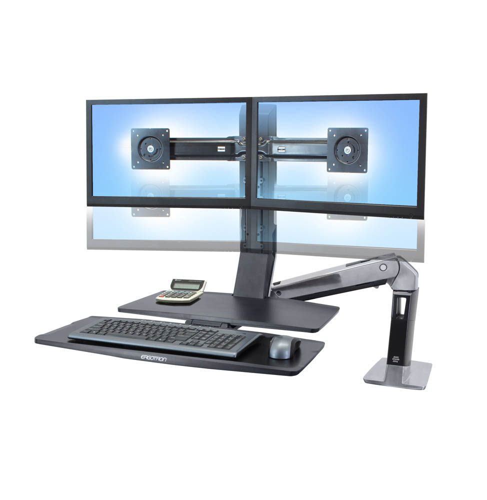 ergotron Monitor Maus Tastatur Halterung Work Fit A Dual 24 316 026 schwarz silber fur 2 Monitore 1 Tastatur 1 Maus Tischklemme buroshop24