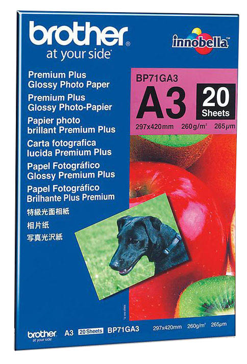 brother Fotopapier BP71GA3 DIN A3 glänzend 260 g/qm 20 Blatt >> büroshop24